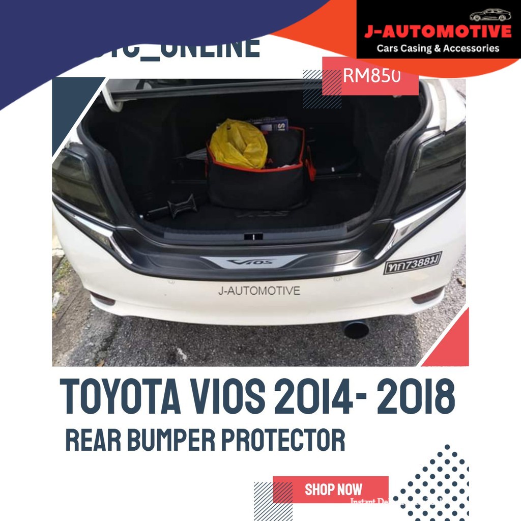 Toyota Vios 2013 - 2018 Rear Bumper Guard Protector With Chrome ABS ...