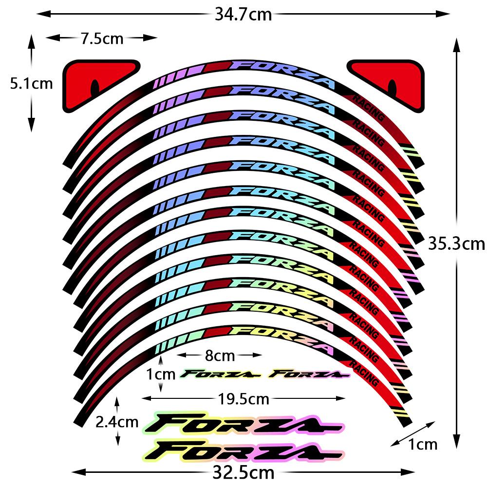 Honda FORZA Reflective Wheel Sticker Waterproof Hub Striped Motorcycle ...