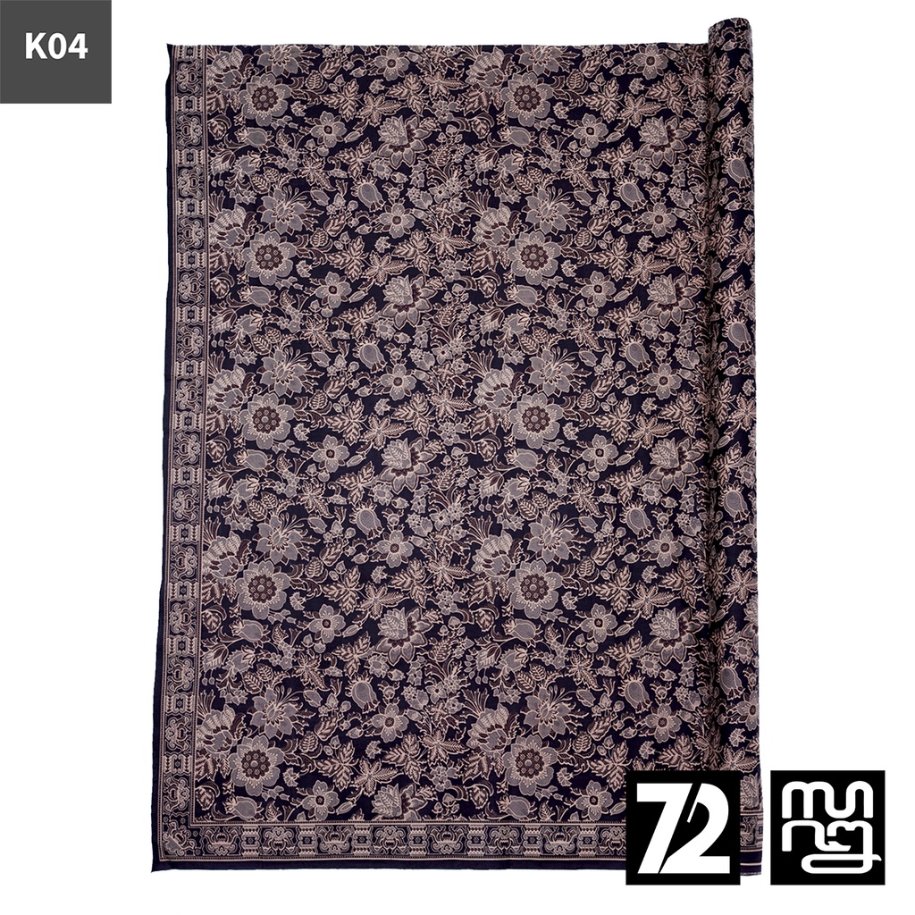 KATUN HITAM Premium BATIK Fabric With Black Floral Pattern Cotton ...