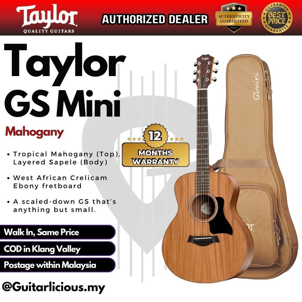TAYLOR GS Mini Mahogany Acoustic Guitar with Bag ( GSMINI / GS-MINI-MHG ...