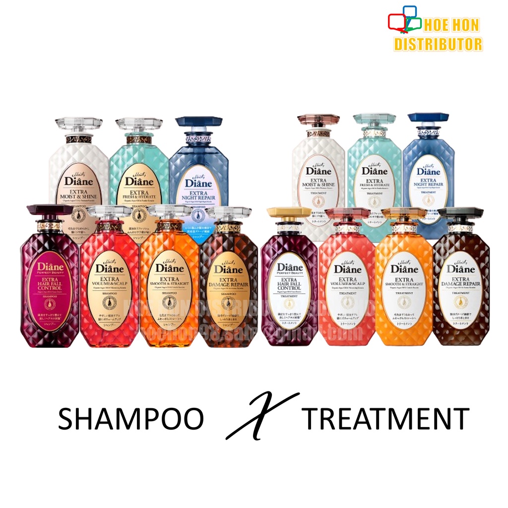 Moist Diane Hair Shampoo / Treatment 450ml Extra Volume Scalp Hair Fall ...
