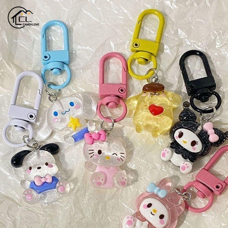 Cartoon Sanrio Keychian Cinnamoroll Kuromi Key Ring Cute Resin Student Pendant Couple Friend ...