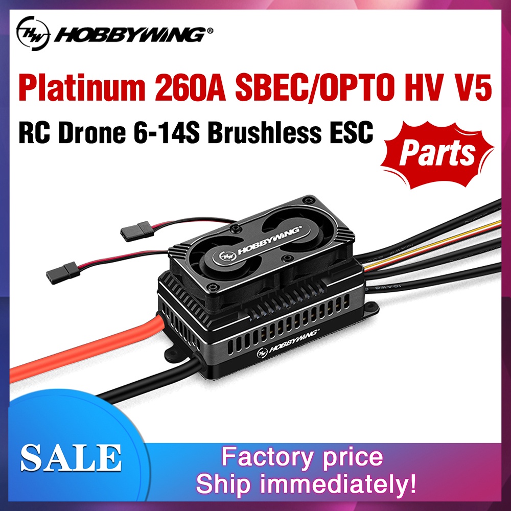 HOBBYWING Platinum 260A SBEC/OPTO HV V5 ESC 6-14S Lipo Brushless Speed ...