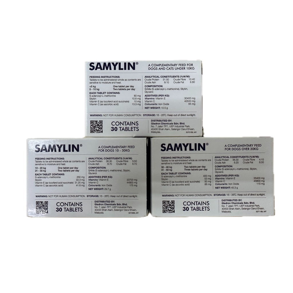 VETPLUS SAMYLIN LIVER SUPPLEMENT FOR DOGS AND CATS (10 OR 30 TABLETS ...