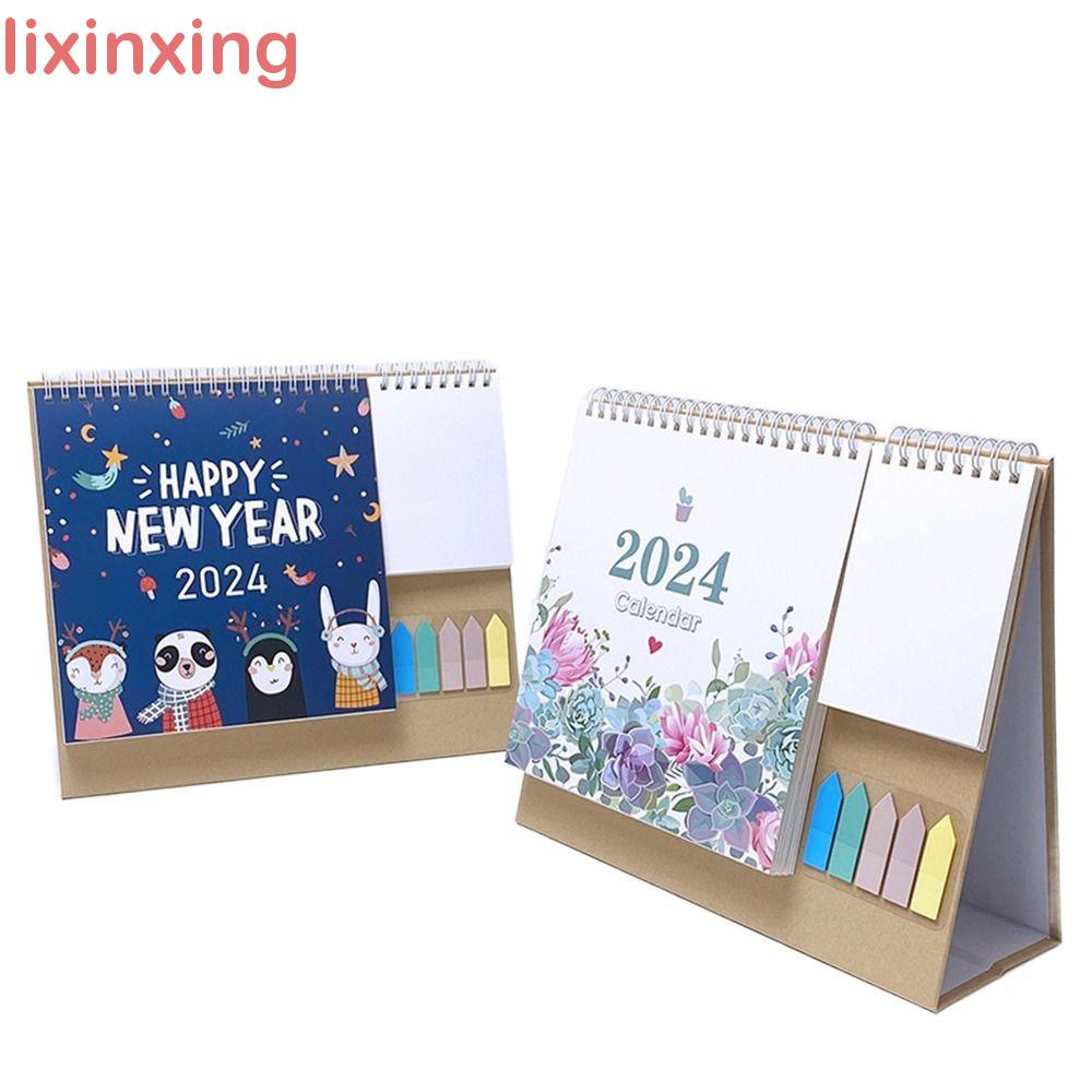 LIXINXING Standing Flip Calendar with Notepads, Corner Protectors Thick ...
