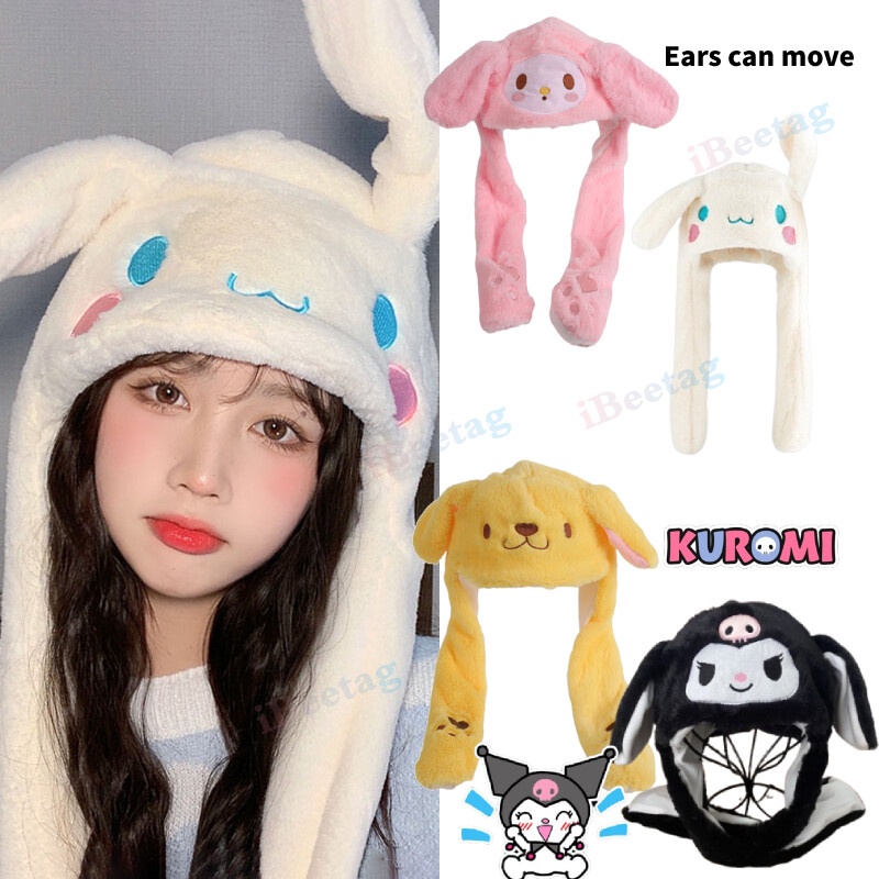 Sanrio Kuromi My Melody Cinnamoroll Plush Flash Hat Cute Move Rabbit ...