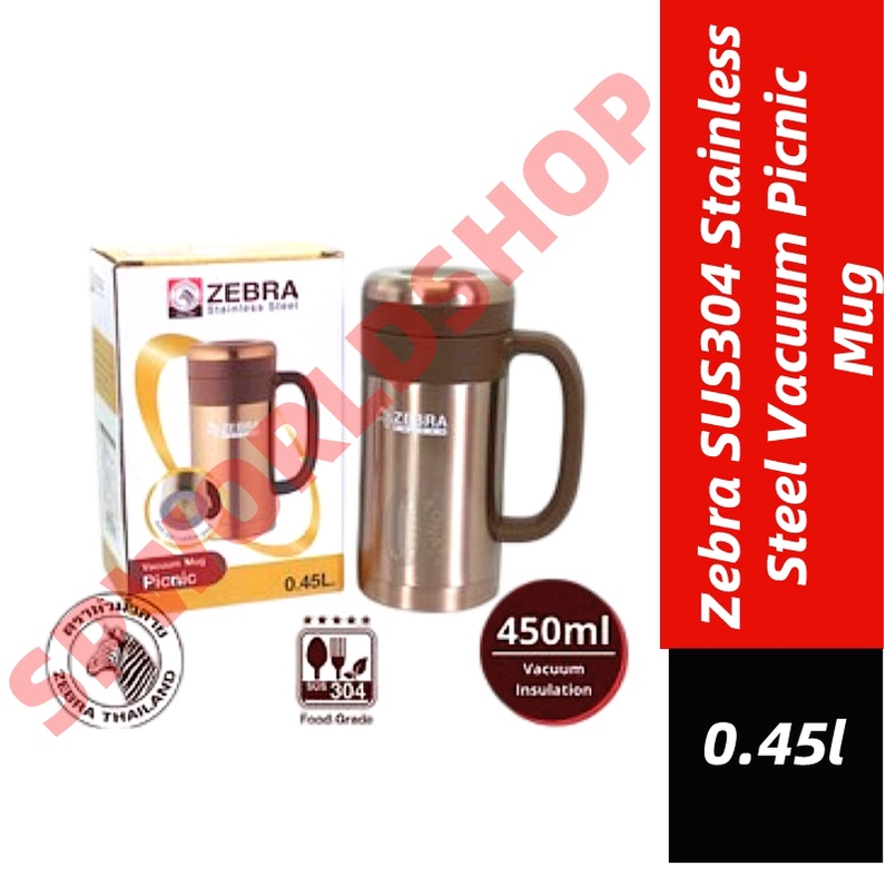 READY STOCK!!!Zebra SUS304 Stainless Steel Vacuum Picnic Mug 0.45L ...