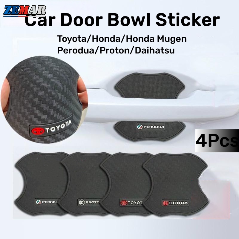 4Pcs Carbon Fiber Rubber Door Handle Protector Door Bowl Sticker for ...