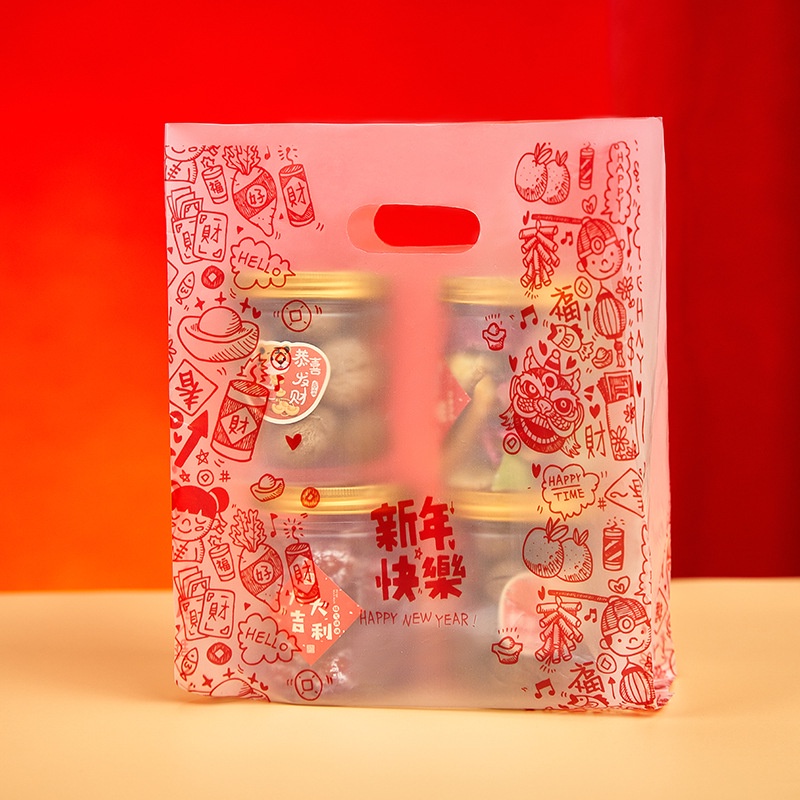 50 pcs/cny 2026 Chinese New Year Transparent Plastic Bag/Tote Bag ...