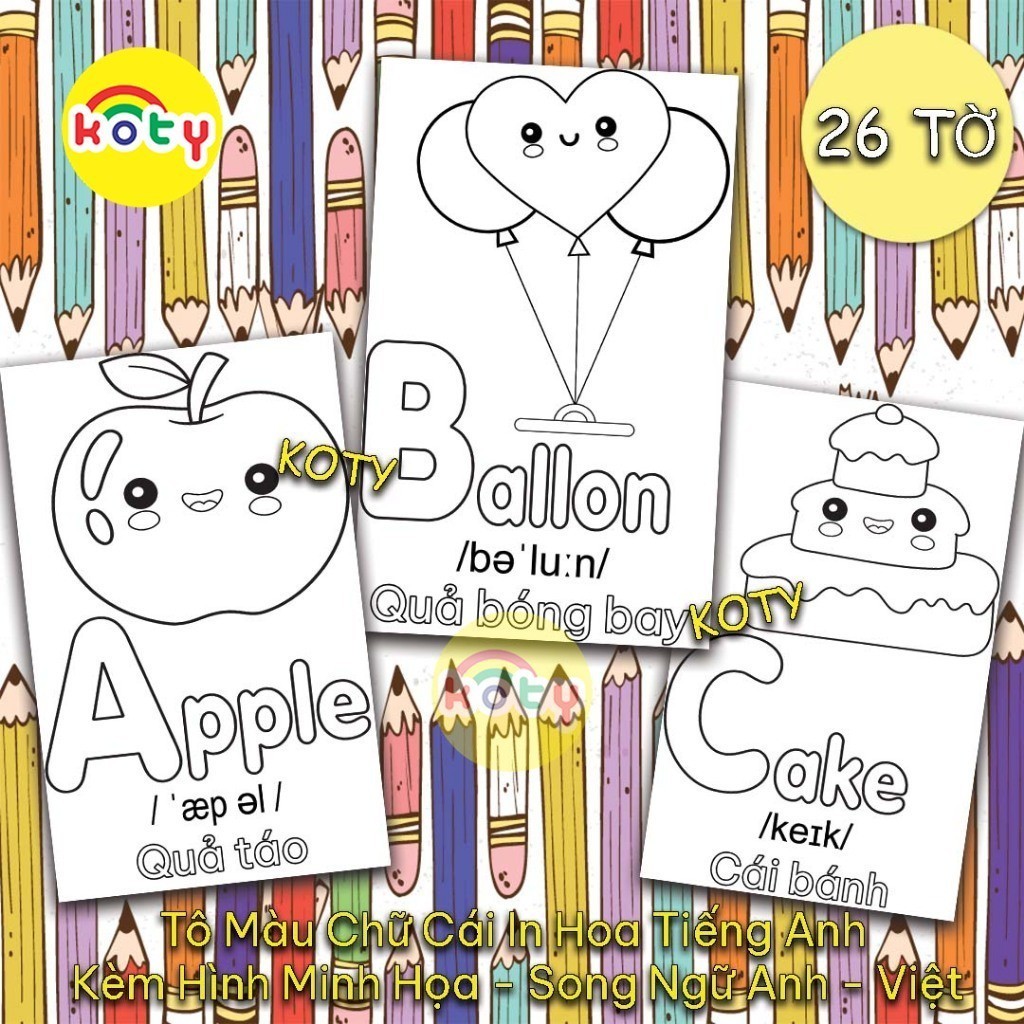 Set of 26 Sheets of English Uppercase Alphabet Coloring Paper ...