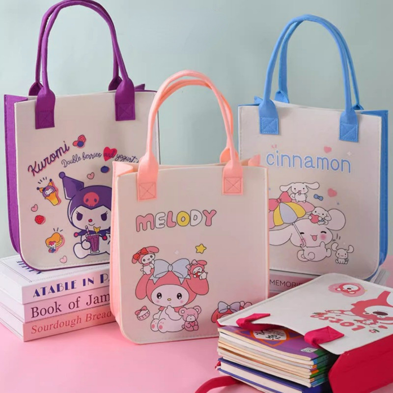 2024 New Sanrio Hello Kitty Felt Tote Bag Kuromi Cinnamoroll My Melody ...