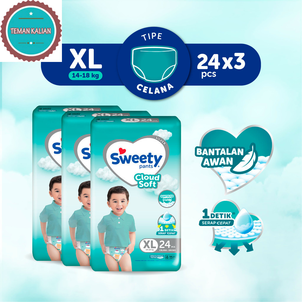Sweety Silver Pants Cloud Soft XL 3 x 24s Baby Diapers | Shopee Malaysia