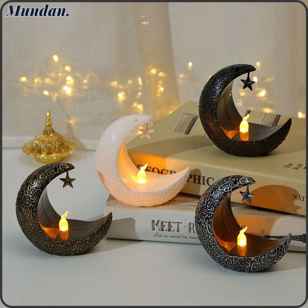 MUNDAN 1Pcs Led Candlestick, Moon Star Light Kids Adults Ramadan Kareem ...