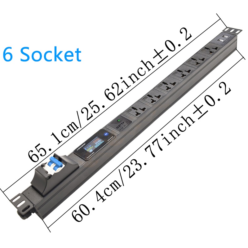High power power expansion PDU distribution unit with digital display meter, 16A hole large ...