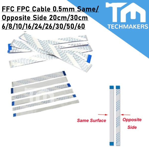 FFC FPC FlexibleFlat Cable 0.5mm Pitch Same/Opposite Contact Side 20cm 6P/8P/10P/16P/24P/26P/30P ...