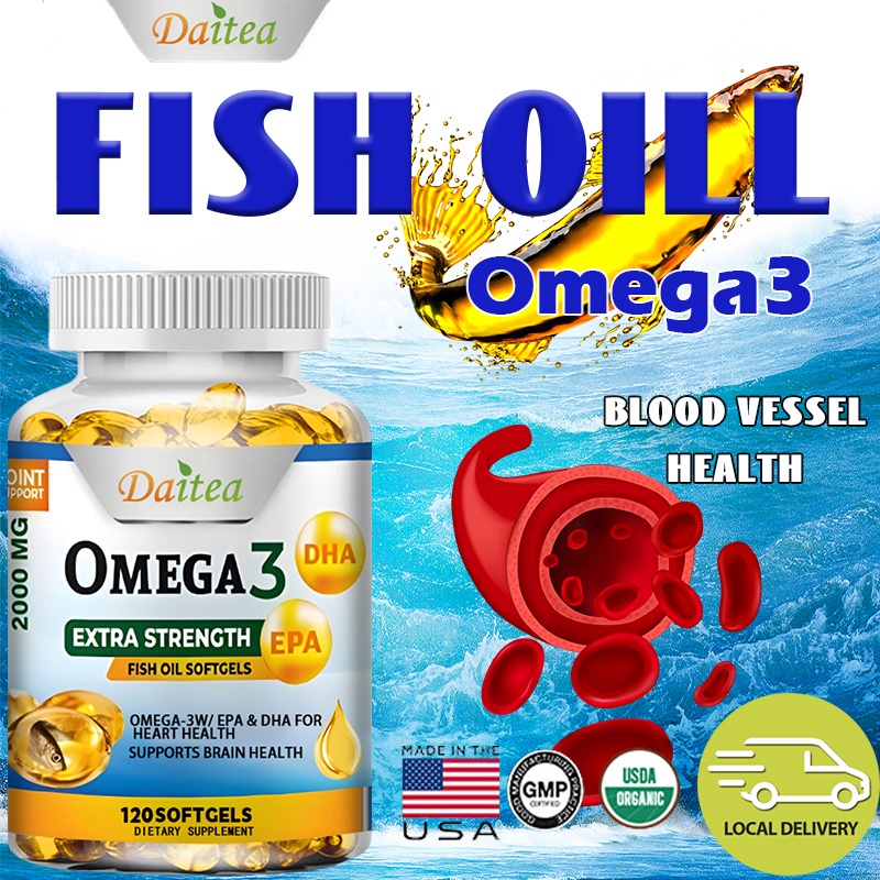 Omega 3 2000 mg Fish Oil Softgels--High Strength EPA DHA-Anti-Aging, Brain and Nervous System ...