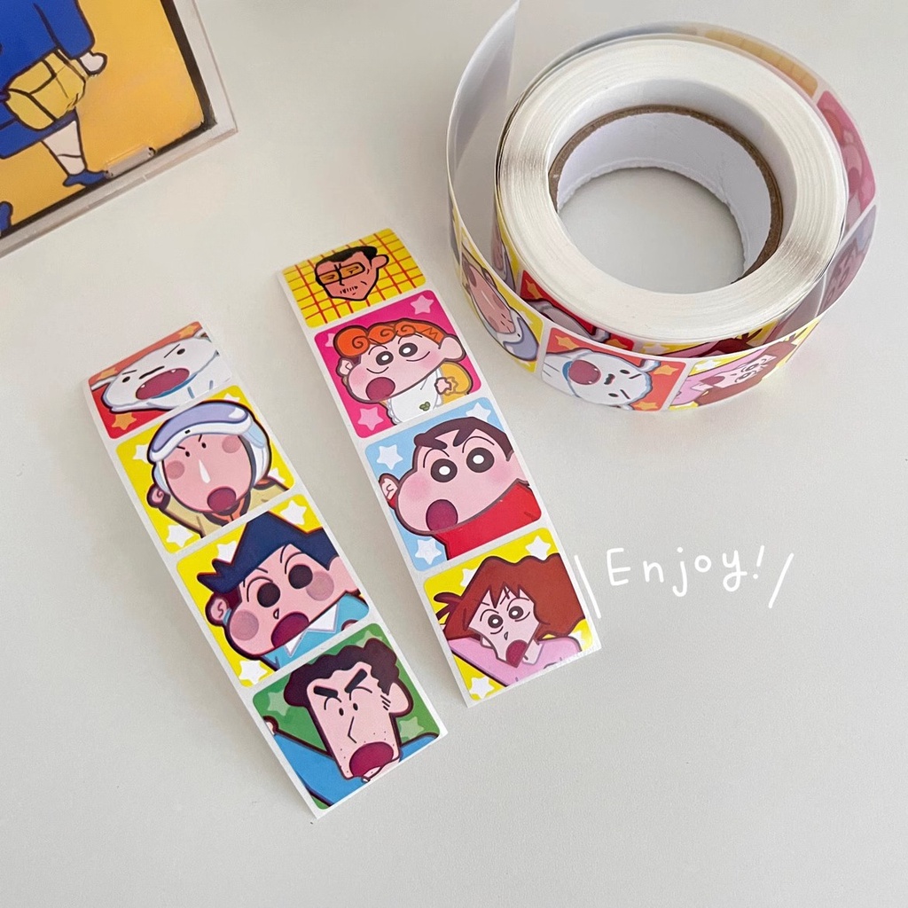 500pcs Crayon Shin-chan Sticker Tape Cartoon Label Stickers Stationery ...