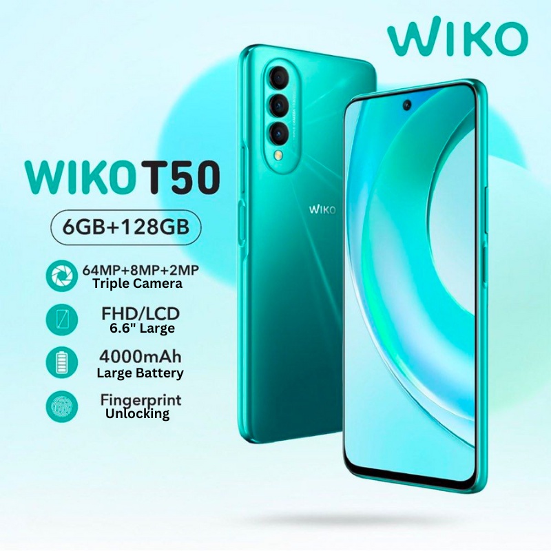 Wiko T50 Smartphone (6GB + 128GB) 64MP AI Triple Camera 6.6'' Edgeless Display 40W Fast Charge ...