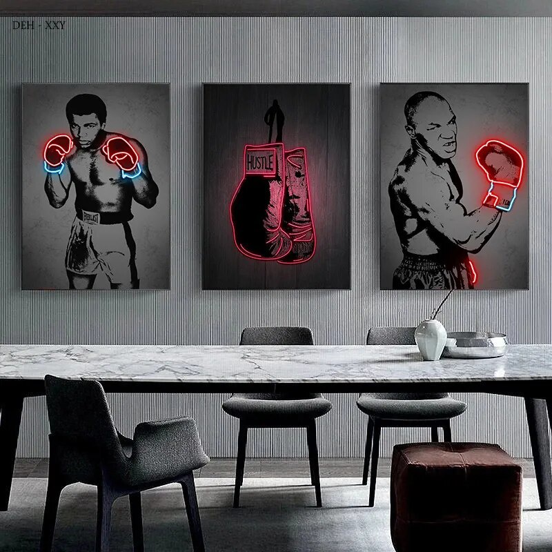 Neon Art Boxing Poster Tyson and Muhammad Ali Posters Neon Effect ...