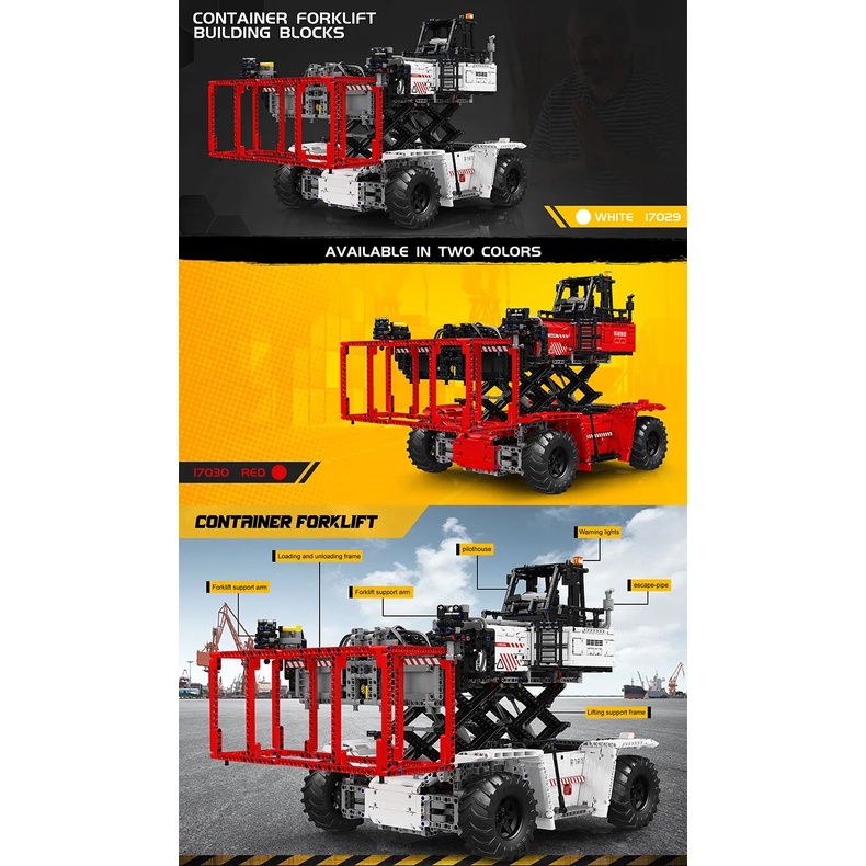 Mould King 17029 Technic Container Forklift Truck (White) Remote ...