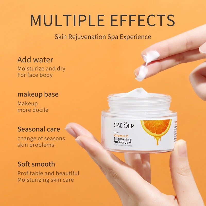 SADOER Vitamin C Brightening Face Cream Fresh Orange Essence Hydrating Moisturizing Cream 50g ...
