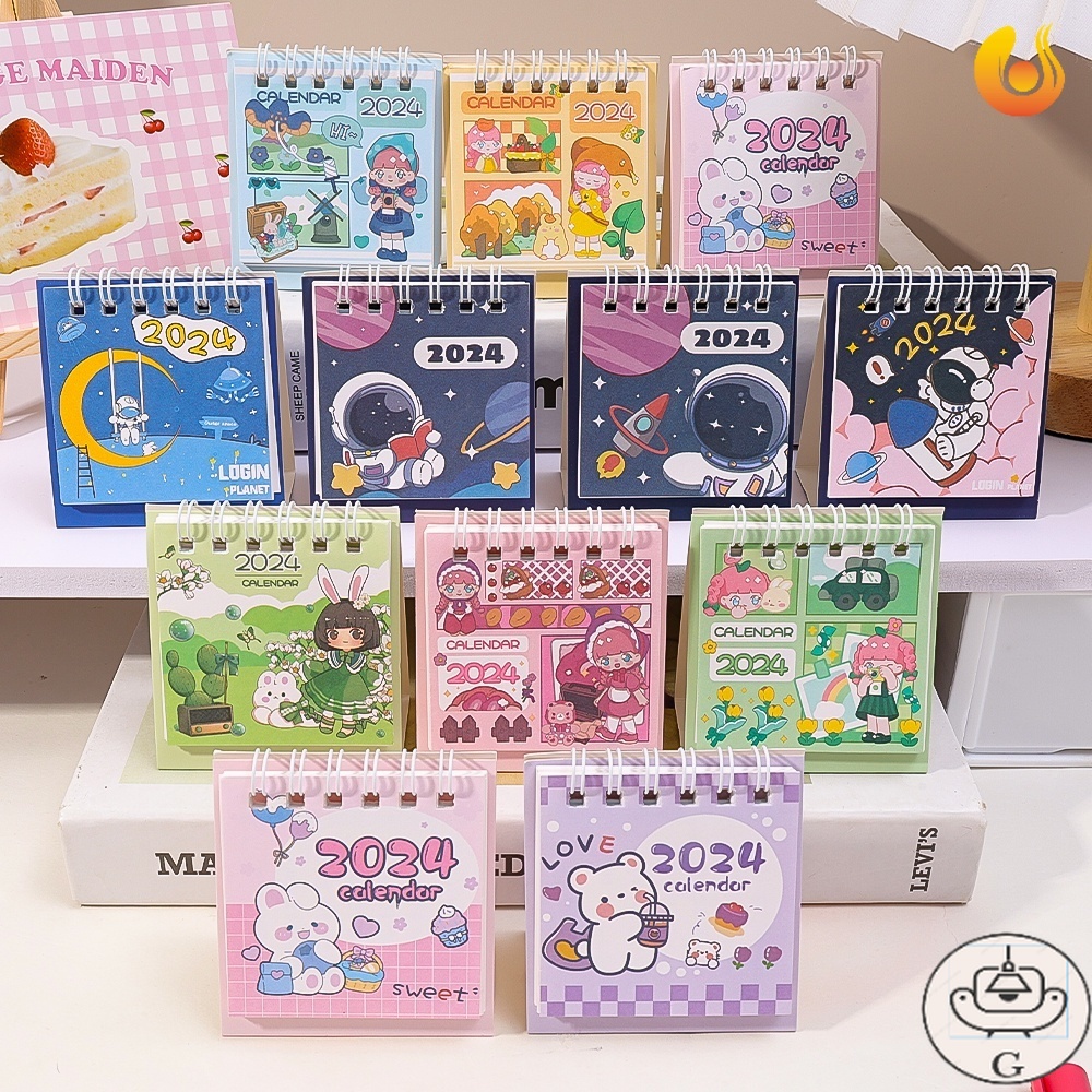 GS 2024 Cute Office School Desk Foldable Calendars / Creative Mini ...