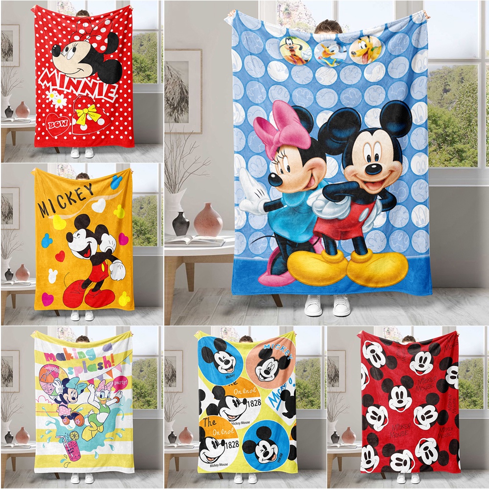 4 Size Flannel Blanket Cute Cartoon Mickey Mouse Single Single Side ...