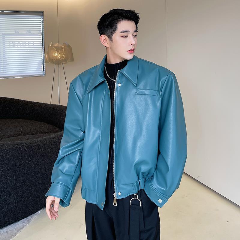 [2024/Selected] Autumn Winter Shoulder Pad Design Wide Leather Jacket ...
