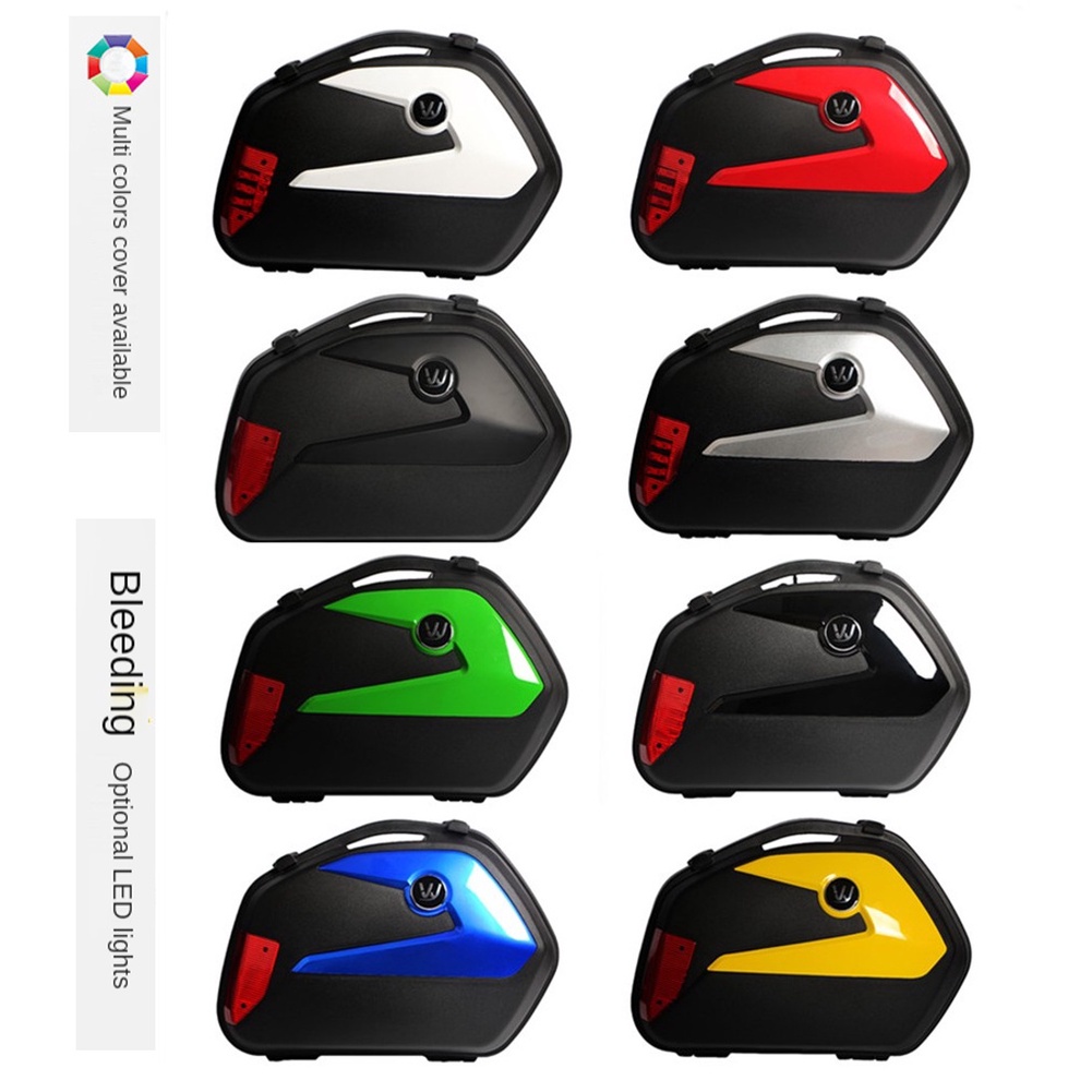 WMOTO WATERPROOF V35 SIDE BOX ABS PLASTIC WITH LED LIGHT HARD SHEILD ...
