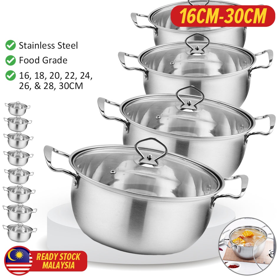 Flexfitt 16PCS 8 Pot Stainless Steel Pot Set with Glass Cover/Set ...