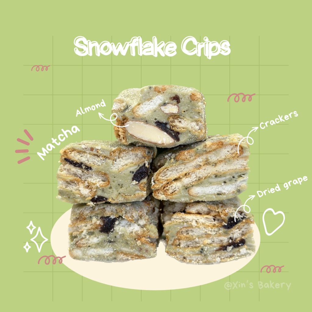 【100% Homemade】 Nougat Snowflake Crisp Snacks With Strawberry, Matcha ...