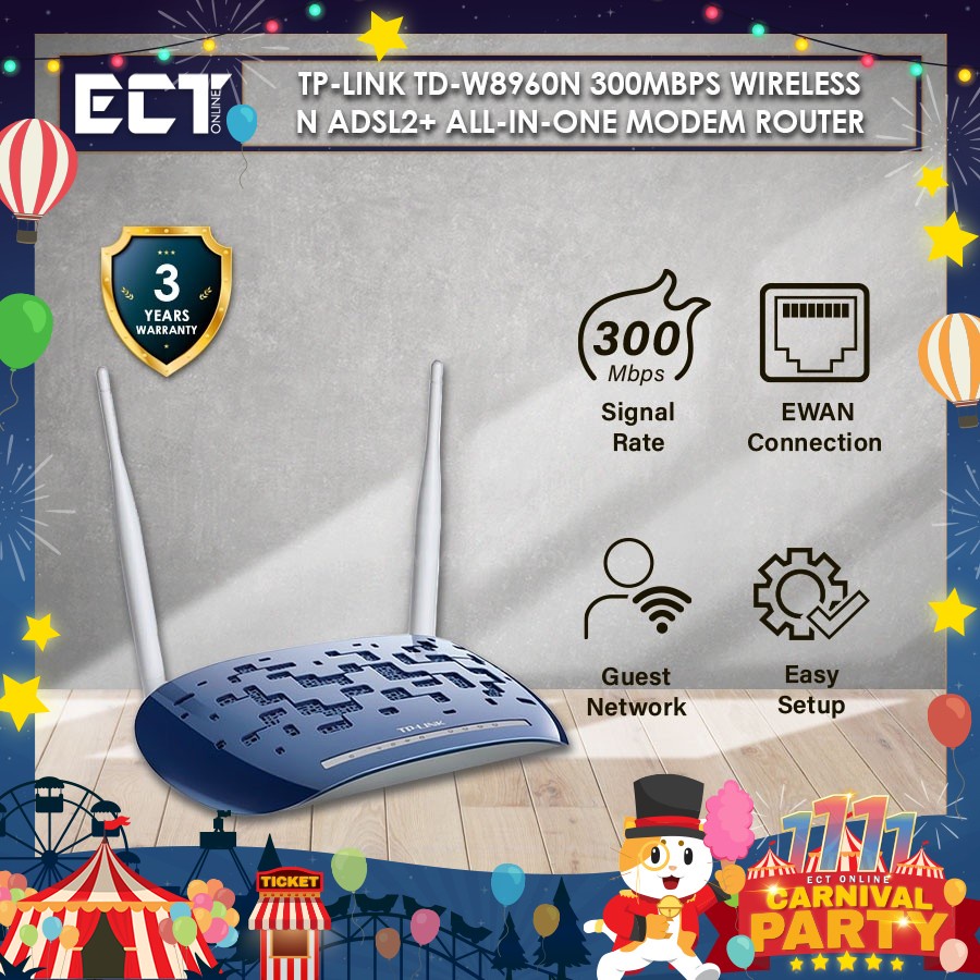TP-Link TD-W8960N 300Mbps Wireless N ADSL2 All-In-One Modem Router | Shopee Malaysia