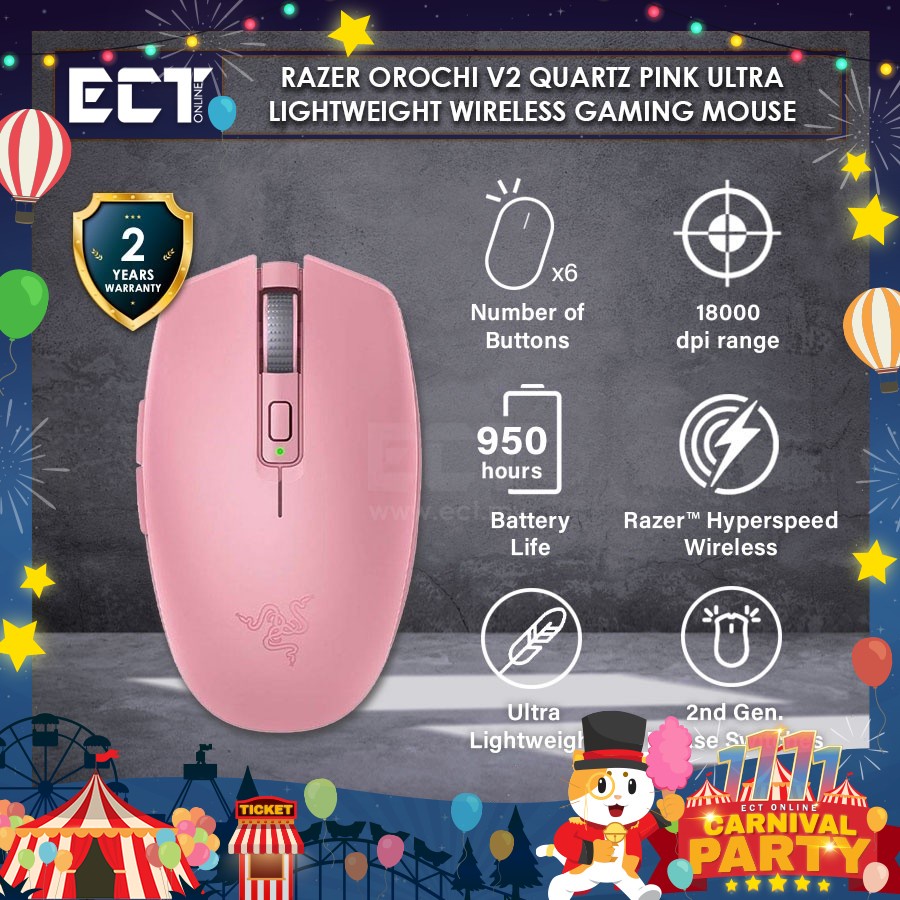 Razer Orochi V2 Quartz Pink Ultra Lightweight Wireless Gaming Mouse ...