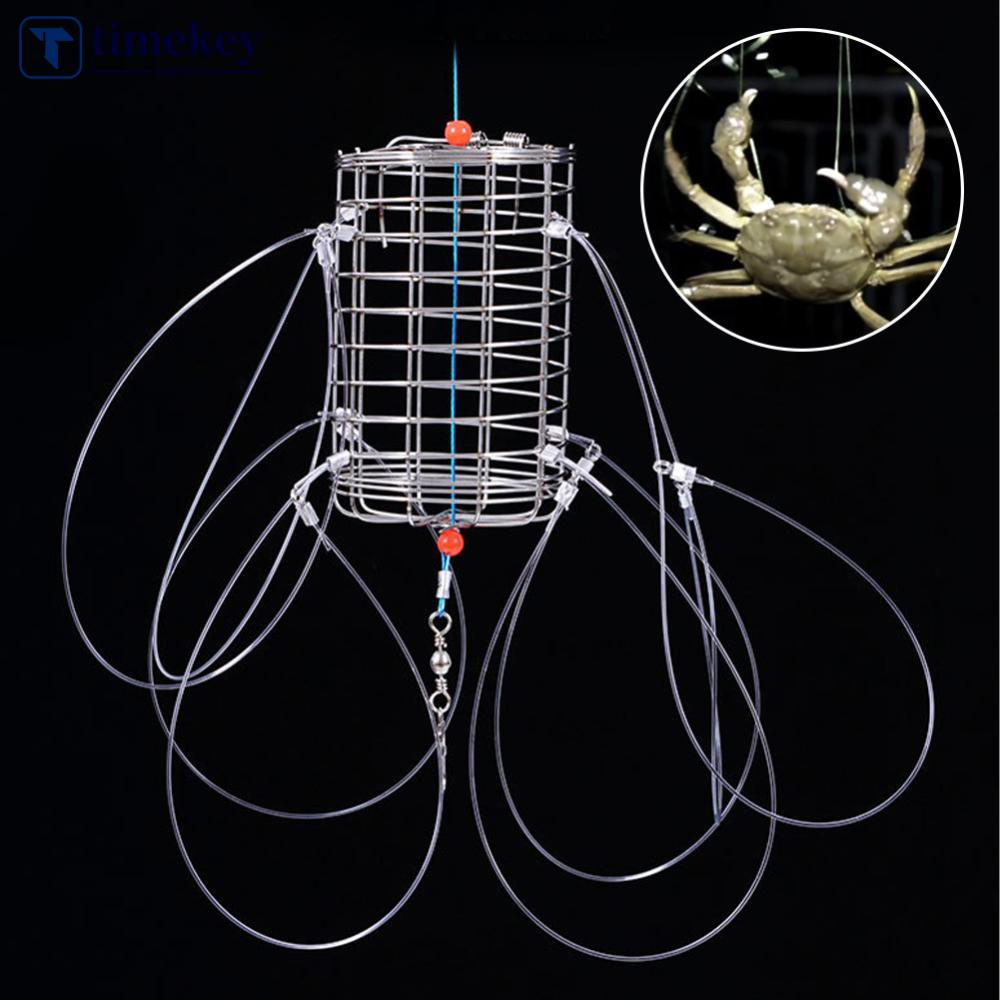 TIMEKEY 1Pc Stainless Steel Crab Trap Bait Cage Tiny Lobster Fishing ...