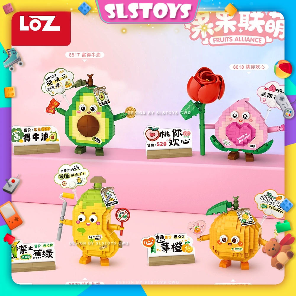 LOZ IDEAS Mini Block Cute Fruit Avocado Peach Orange Banana Gift ...