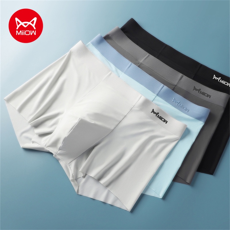 MiiOW 1Pcs Ice Silk Man Underwear Boxers Metal Fiber Antistatic Men ...