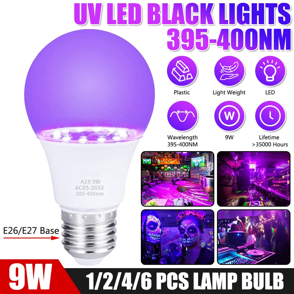 6Pcs 9W 395-400nm UV Purple LED Light Bulb Black Lights AC85-265V ...