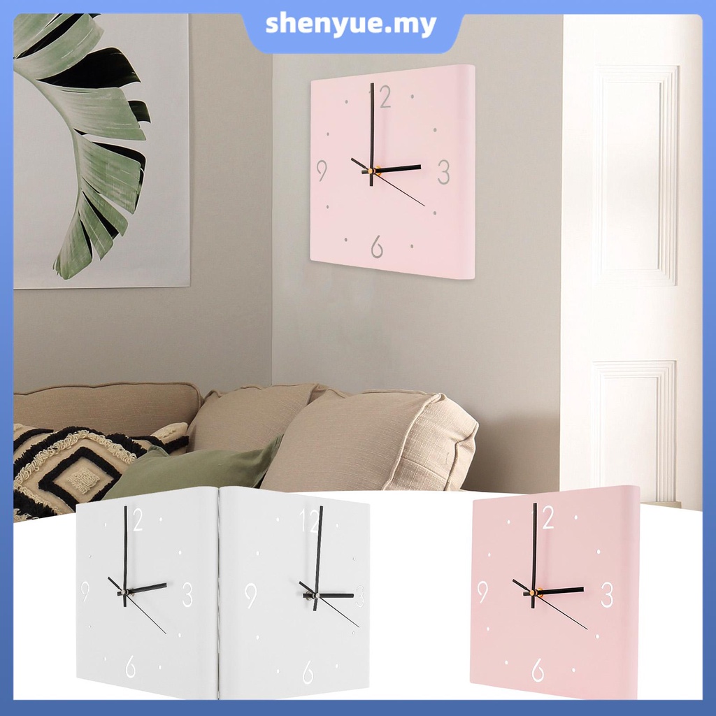 Double Sided Corner Wall Clock Silent Non-Ticking Wall Clocks with ...