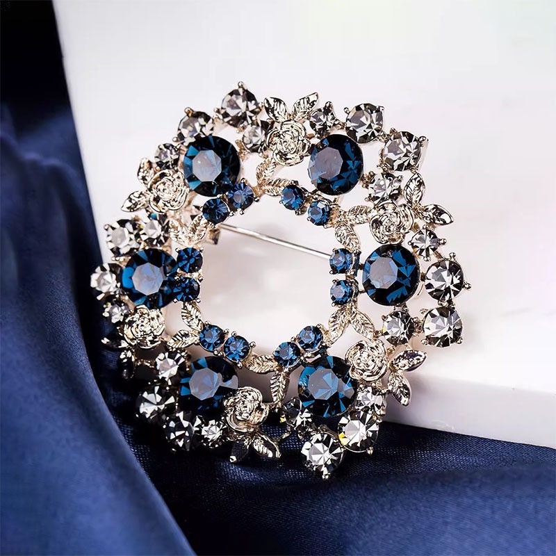 Vintage Brooches High-end Feminine Crystal Flower Ring Pins Niche ...