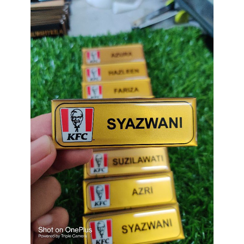 Name Tag Epoxy KFC new Logo Epoxy Pin @ Magnet (75x25mm) | Shopee Malaysia