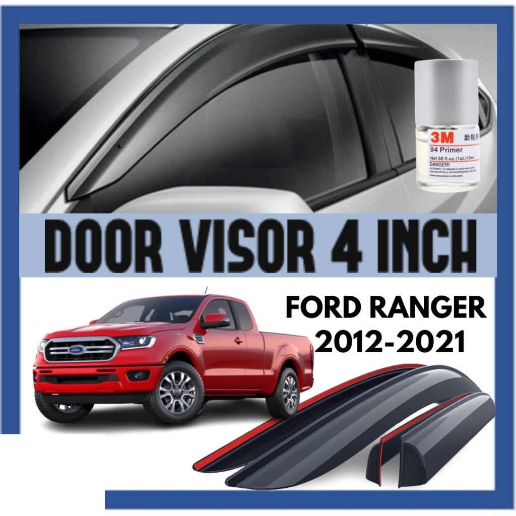 JYK Ford Ranger T6/T7 2012-2021 Door Visor Wind Deflector Air Press ...