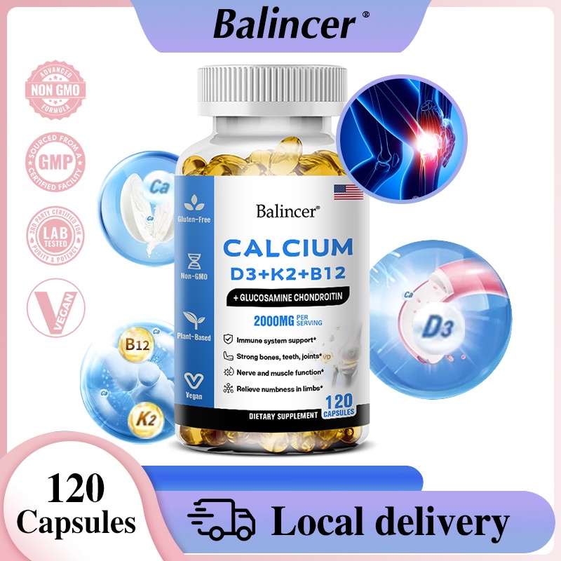 Balincer Calcium, Vitamins D3+K2 +B12 Immune and support bone health | Promote heart health ...