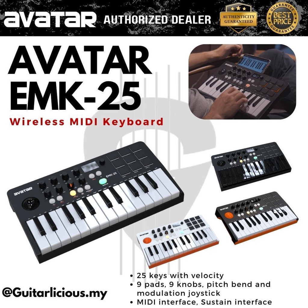 AVATAR EMK-25, 25 Keys MIDI Compact Keyboard Controller ( HXW / EMK25 ...