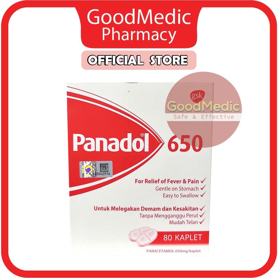 Panadol 650 (Original GSK Paracetamol 650mg) 1 box (80 caplets ...