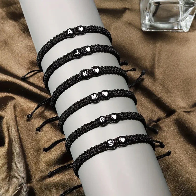 26 Letters Handmade Rope Bracelet A-Z Adjustable Bracelet Birthday ...