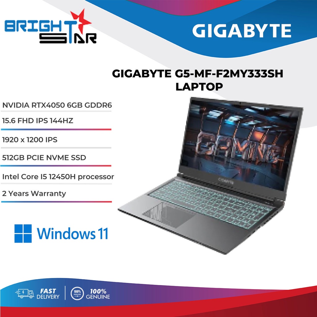 GIGABYTE G5-MF(MF-F2MY333SH)15.6 FHD IPS 144HZ/I5-12450H/8GB/512GB SSD ...