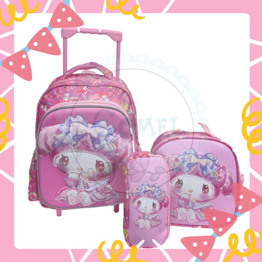 Comel Kids Fix Mini Trolley Backpack School Bag Set Cartoon Kuromi ...