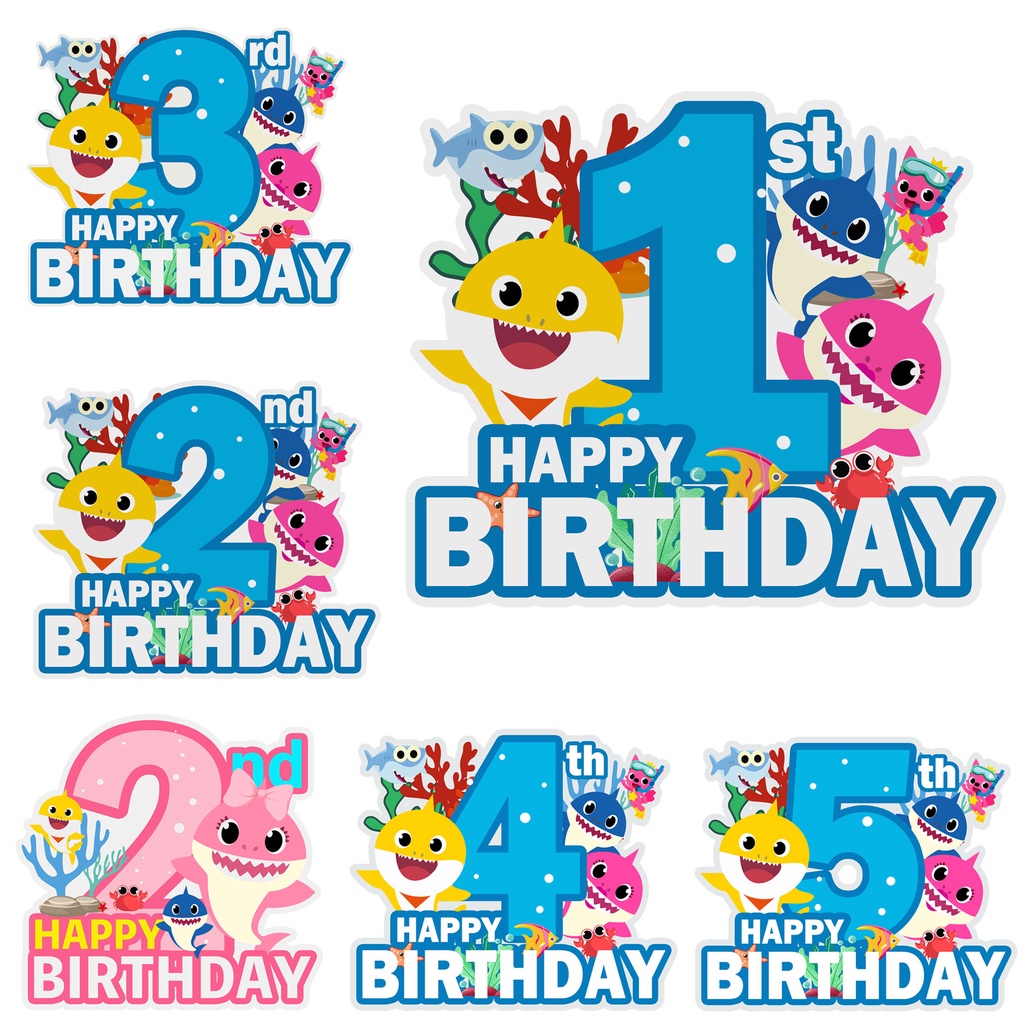 PinkFong Baby Shark Cake Topper 1st 2nd 3rd 4th 5th Birthday for Baby ...