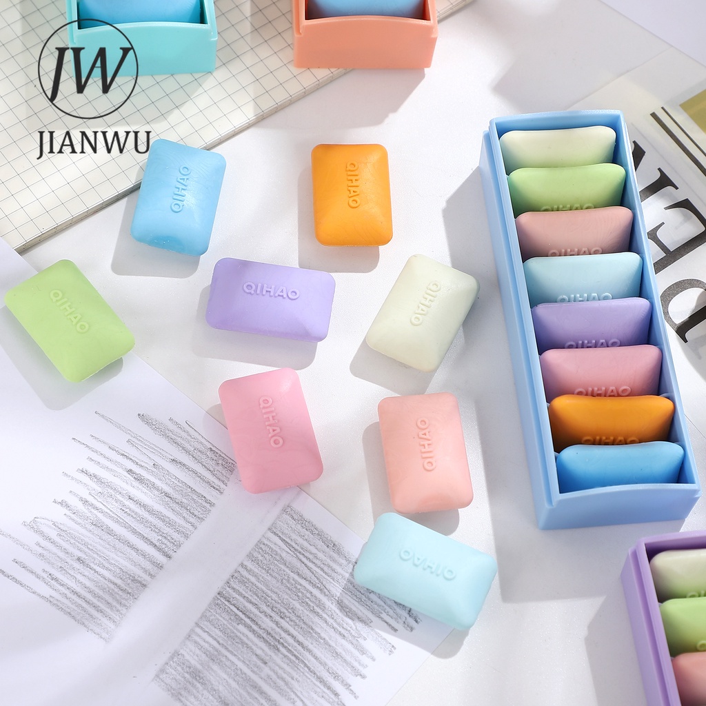 JIANWU 8 Pcs/set Macaron Color Cute Chewing Gum Shaped Eraser Set ...