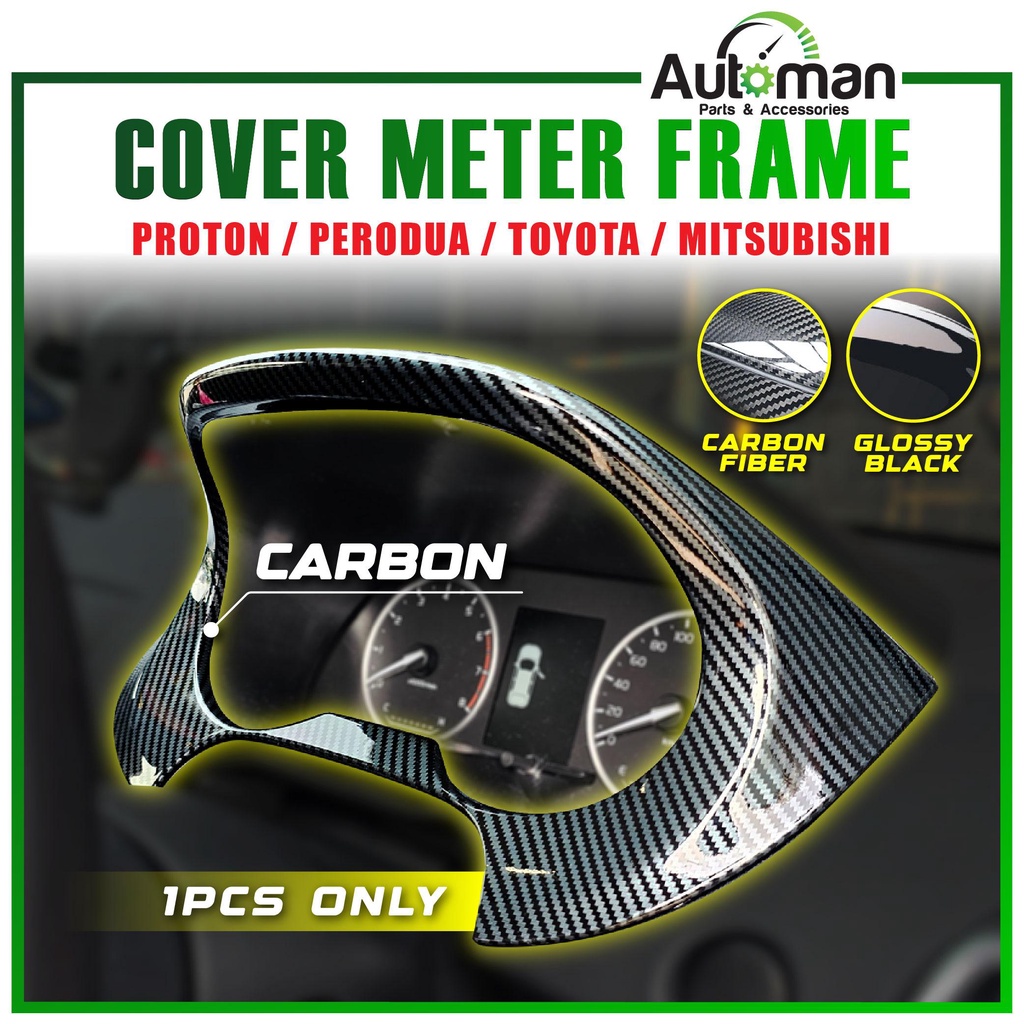 Car Meter Frame Cover Carbon Fiber Glossy Black Proton Perodua Interior ...